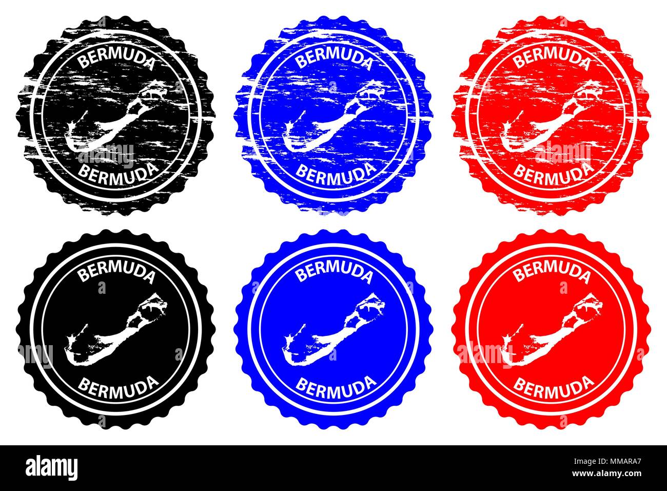Bermuda - rubber stamp - vector, Bermuda map pattern - sticker - black ...