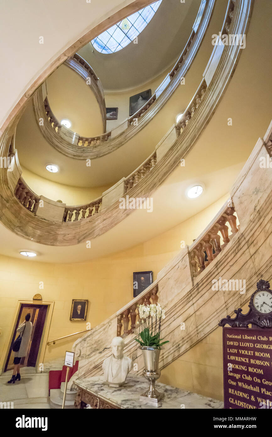 The staircase of the National Liberal Club at 1 Whitehall Place in ...