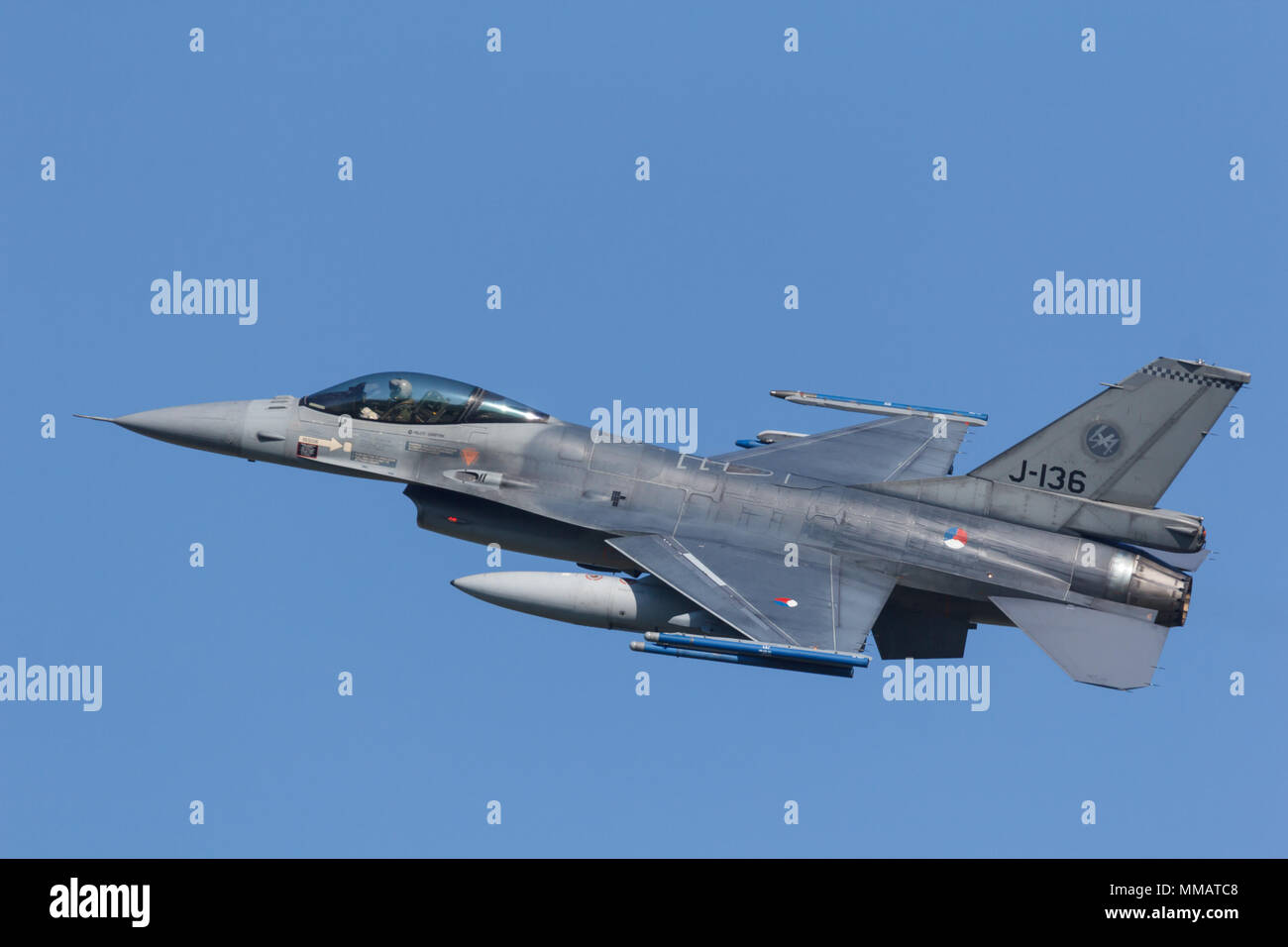 Leeuwarden, Netherlands April 18, 2018: A RNLAF F-16 during theFrisian ...