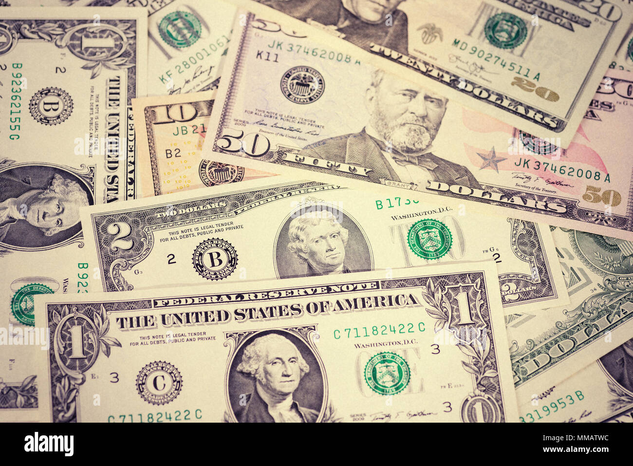 Money background, assorted American dollar banknotes, bills. Business ...