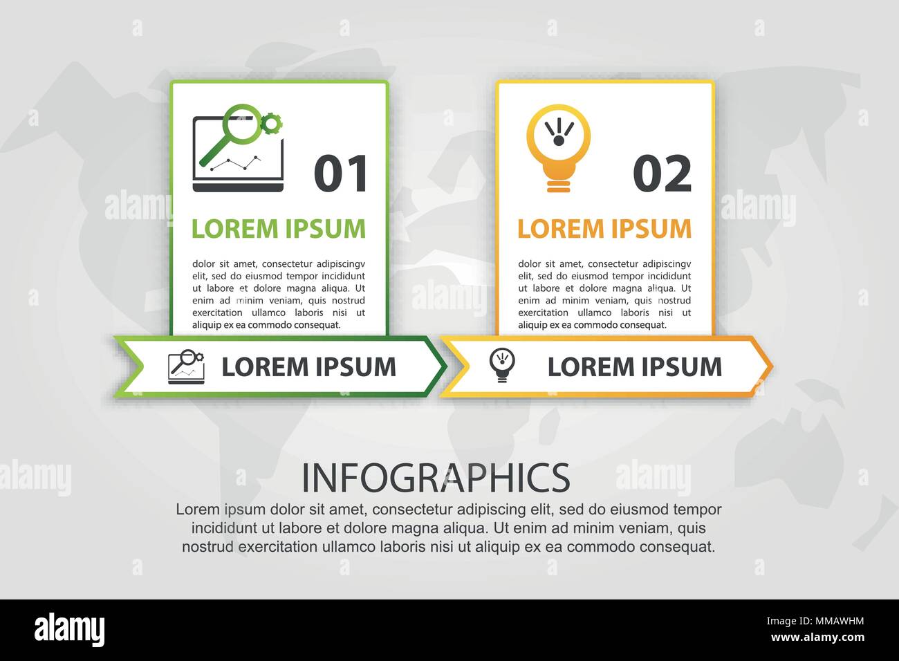 Vector illustration. An infographic template with 2 steps and an image ...