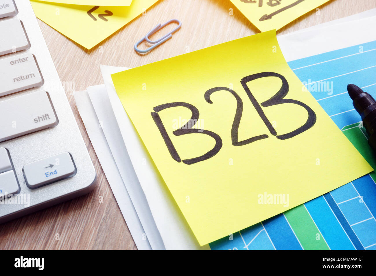B2B written on a memo stick. Business to business concept Stock Photo ...