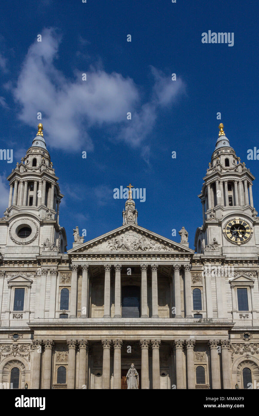 The front of St Paul's Cathedral, a distinctive London landmark ...