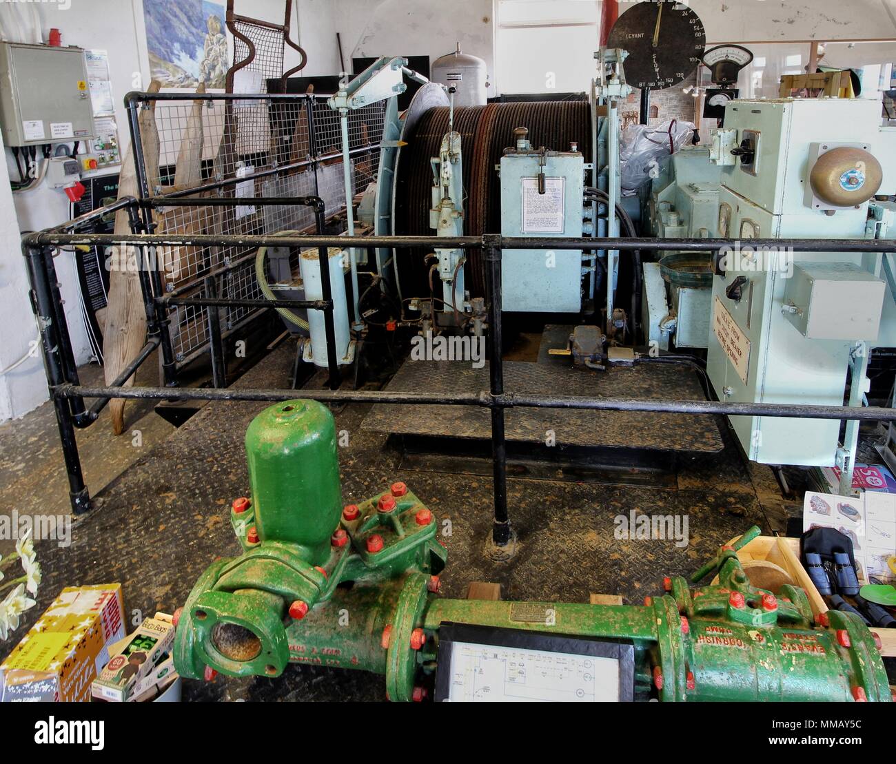 Cornwall, England - April 8 2018: Industrial pumping engine in the ...