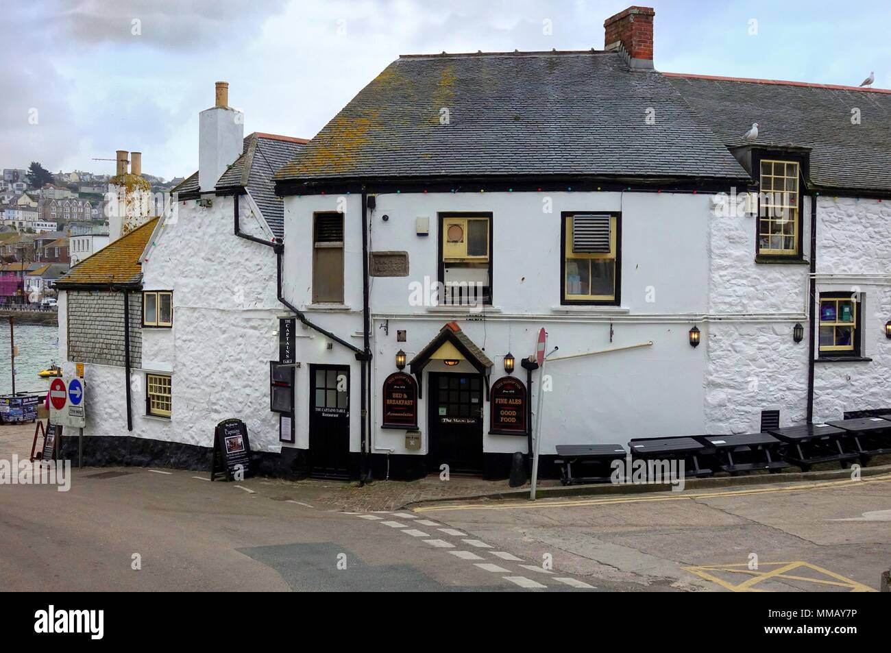 St Ives, Cornwall, UK - April 13 2018: "The Sloop Inn", a traditional ...