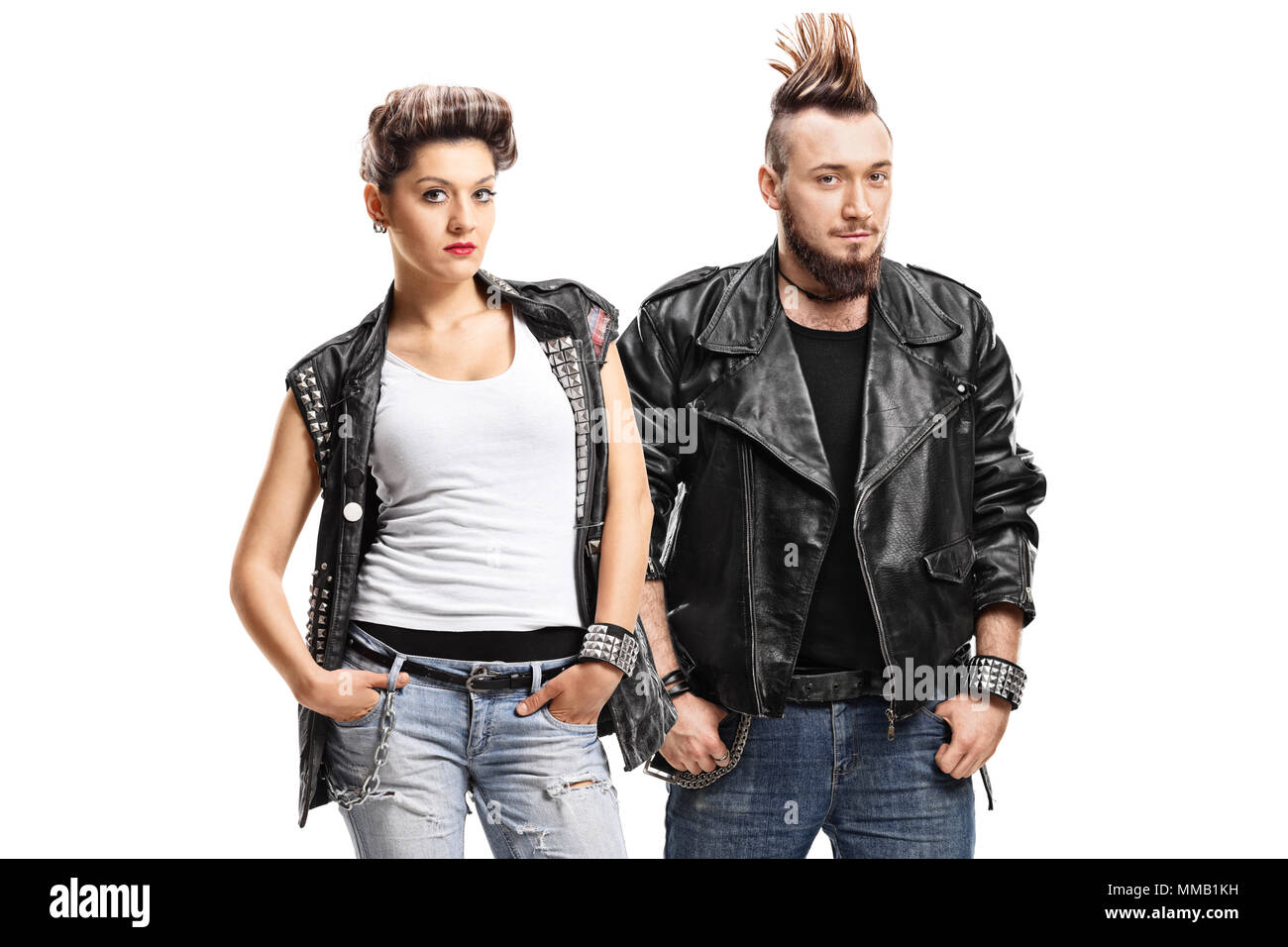 Female and a male punker isolated on white background Stock Photo - Alamy