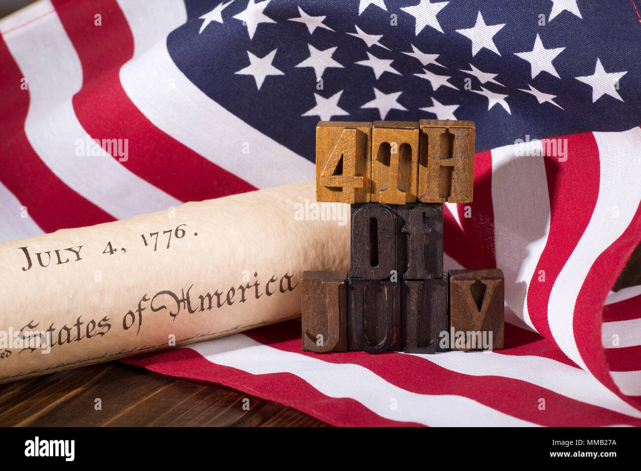 Fourth of July wooden banner with the Declaration of Independence and ...