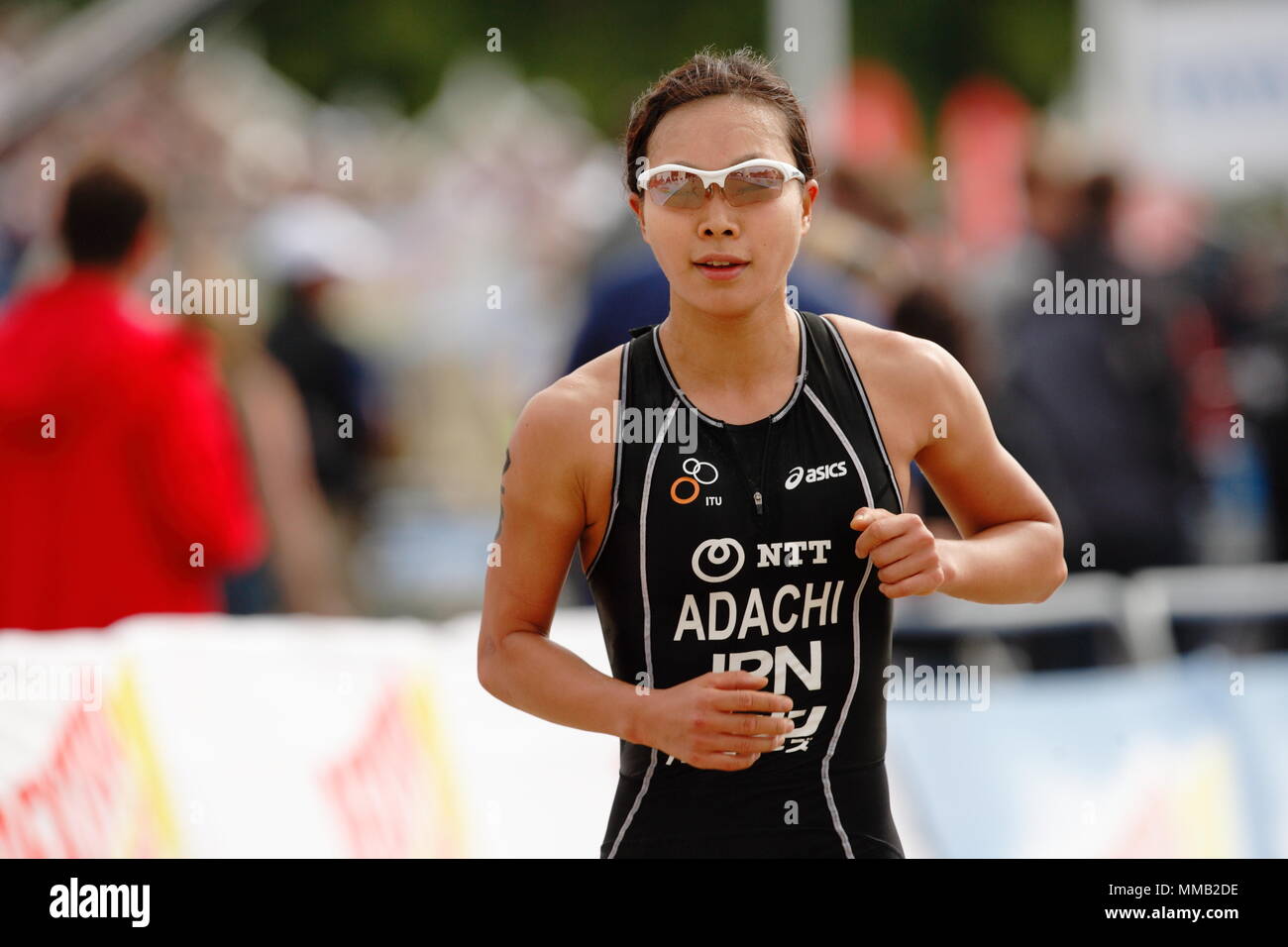 UK - Triathlon - Run Stage - Mariko Adachi of Japan through the ...