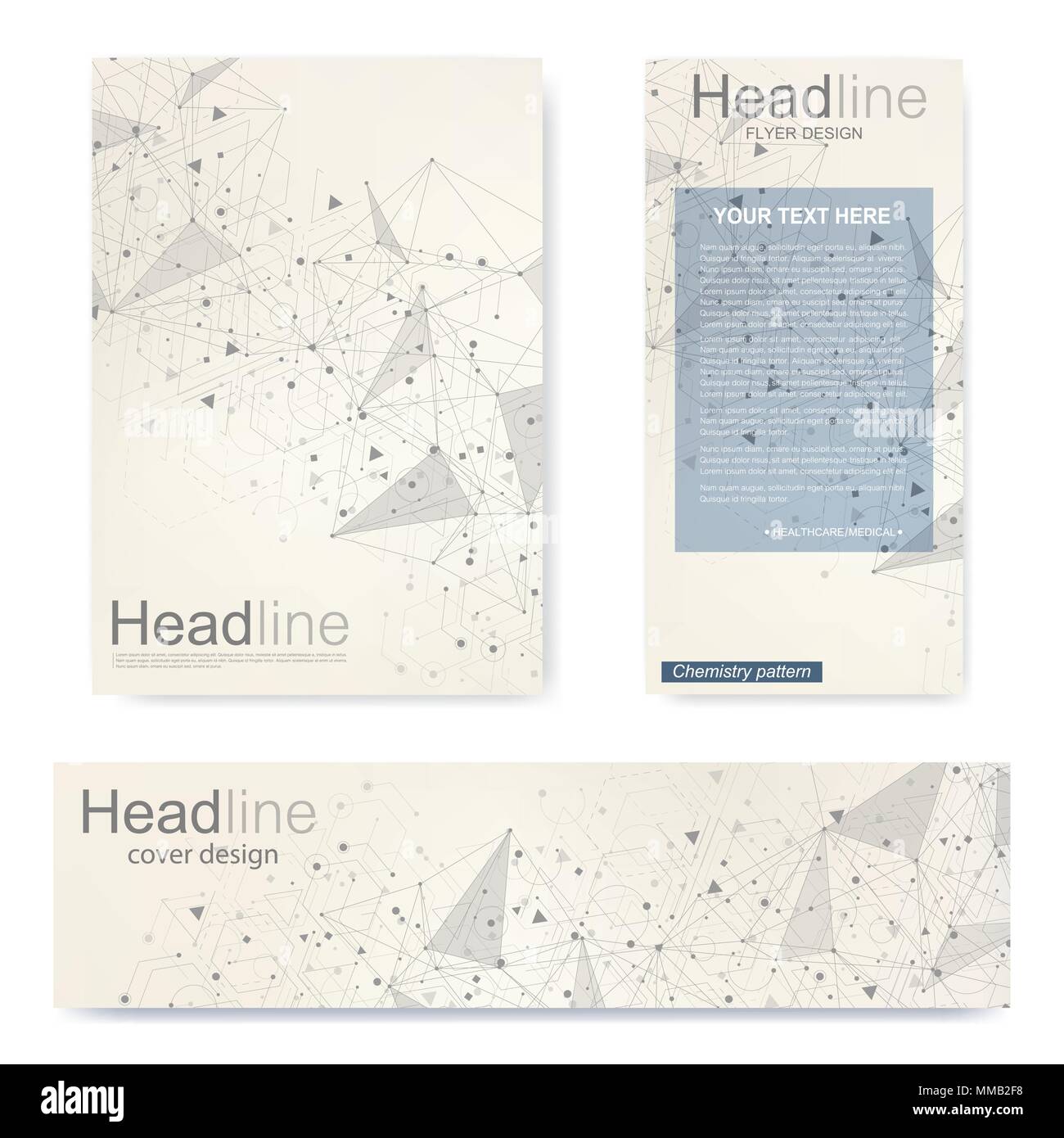 Set flyer, brochure size A4 template,banner. Molecular structure with ...