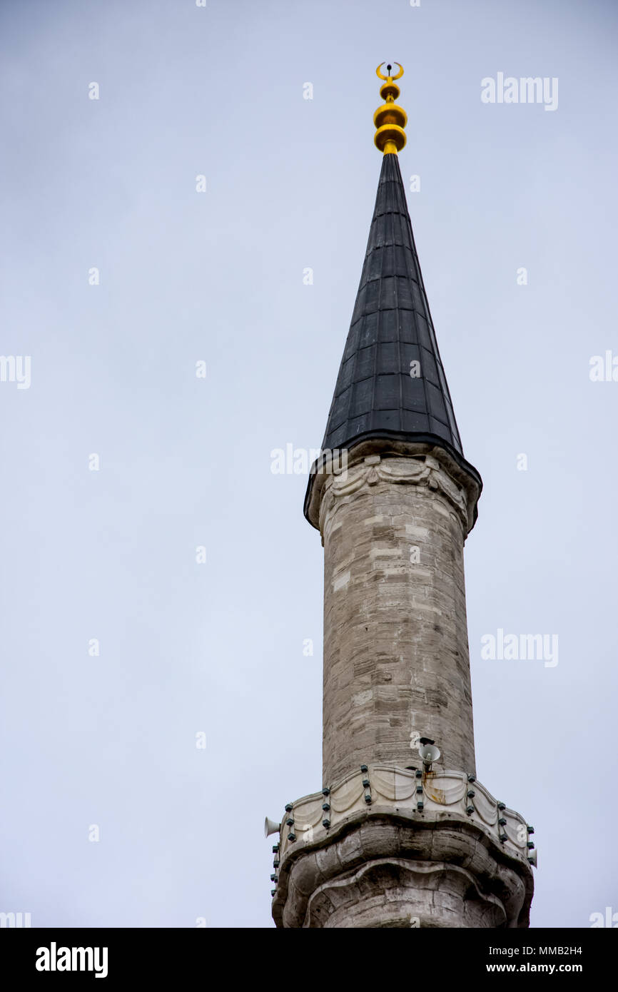 Minaret of the famous Fatih mosque built in ottoman empire in city of ...