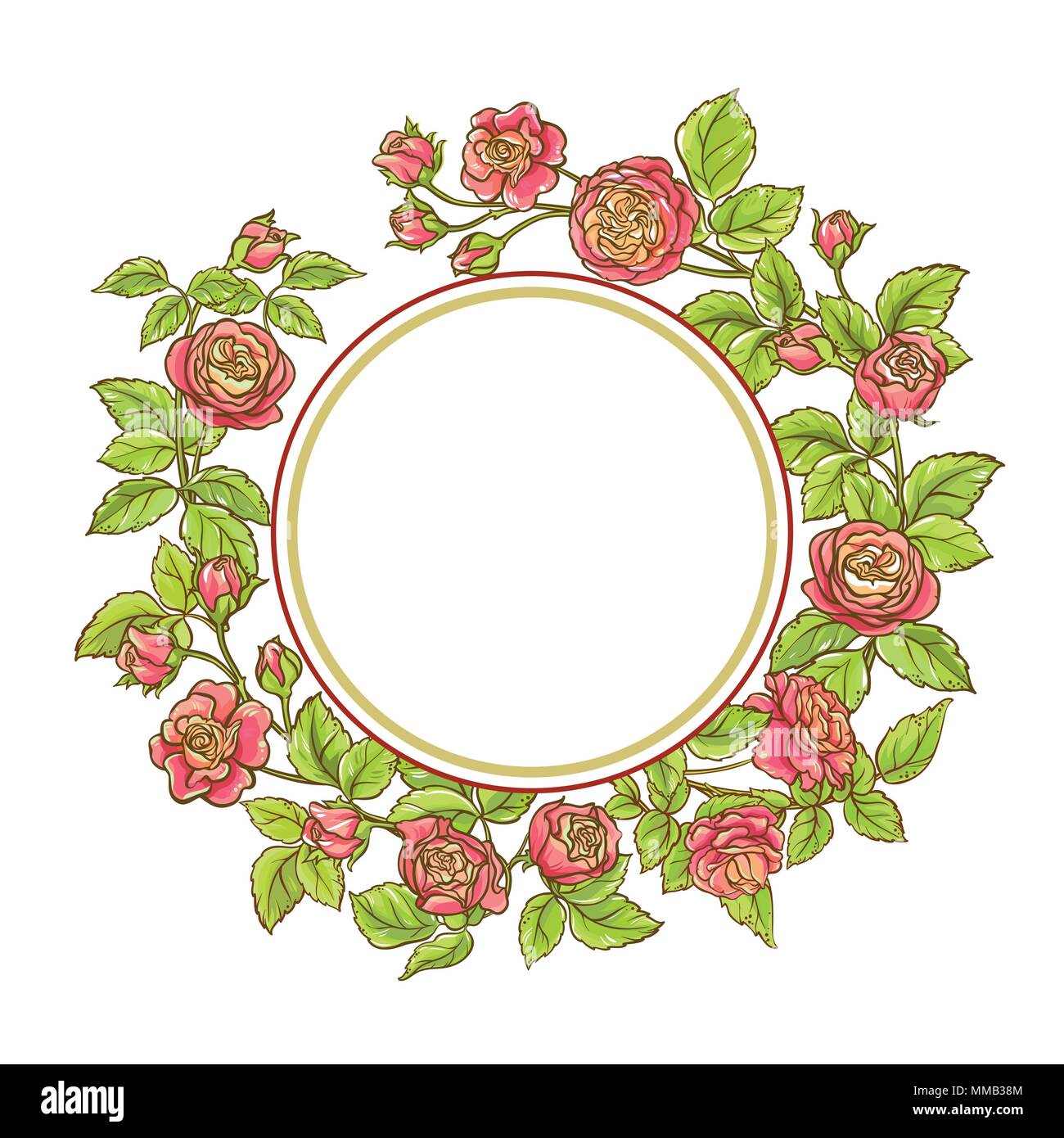 rose branch vector frame on white background Stock Vector Image & Art ...