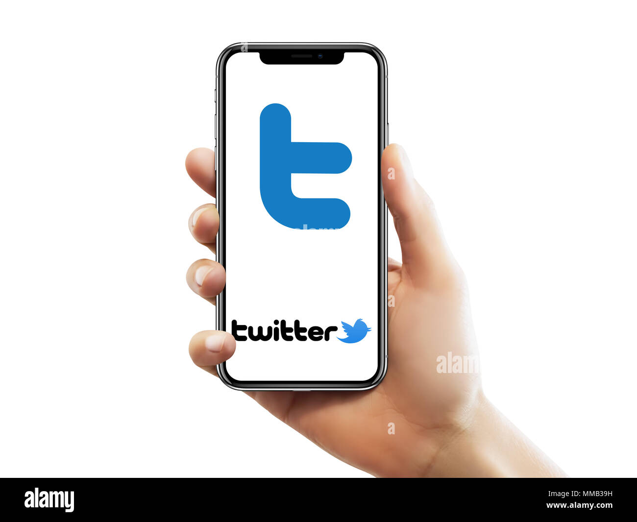 ISTANBUL - MAY 10, 2018: Apple iPhone X screen with Twitter logo ...