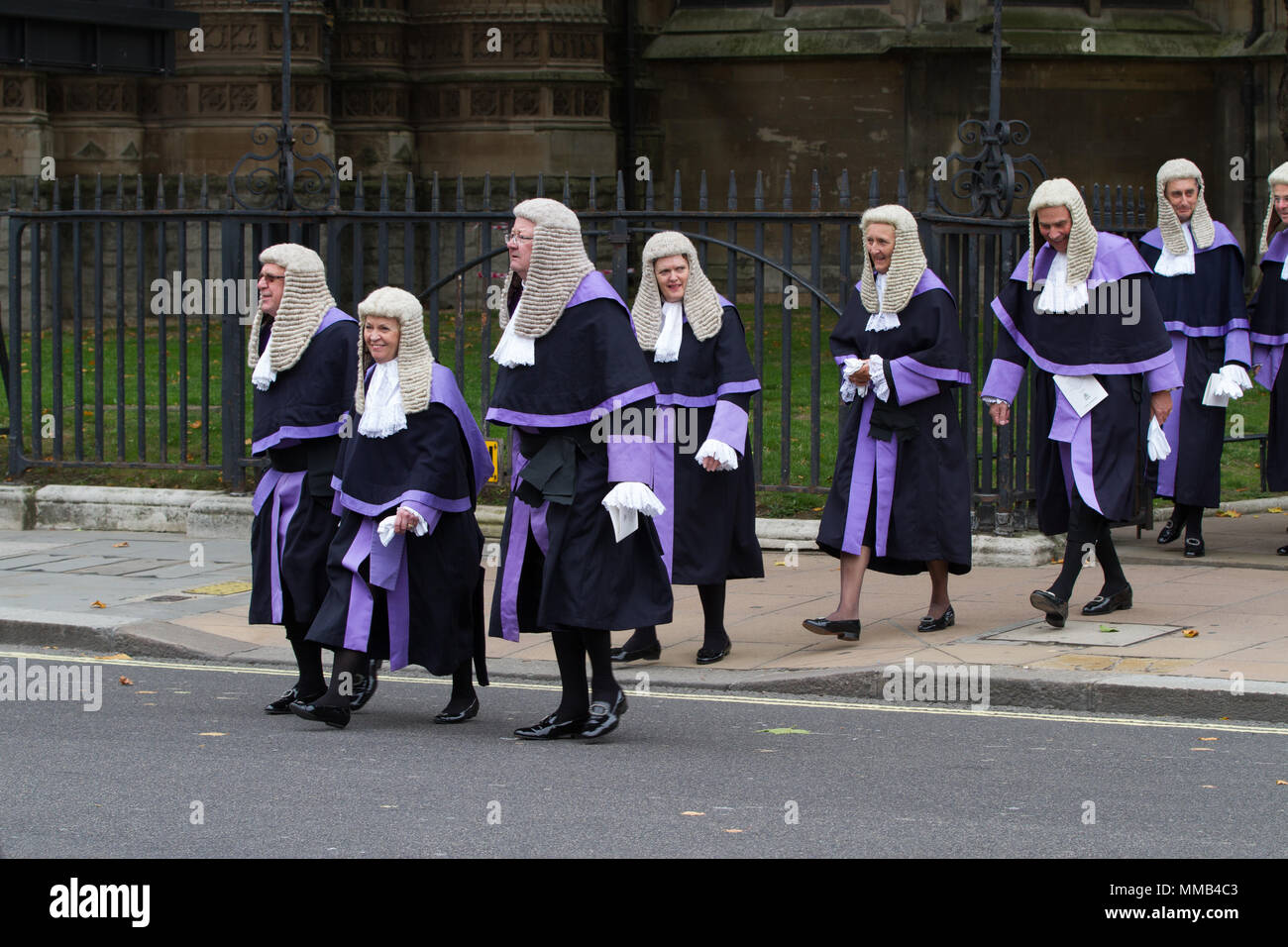 Lord Chancellors Breakfast. Judges walk from Westminster Abbey to the ...