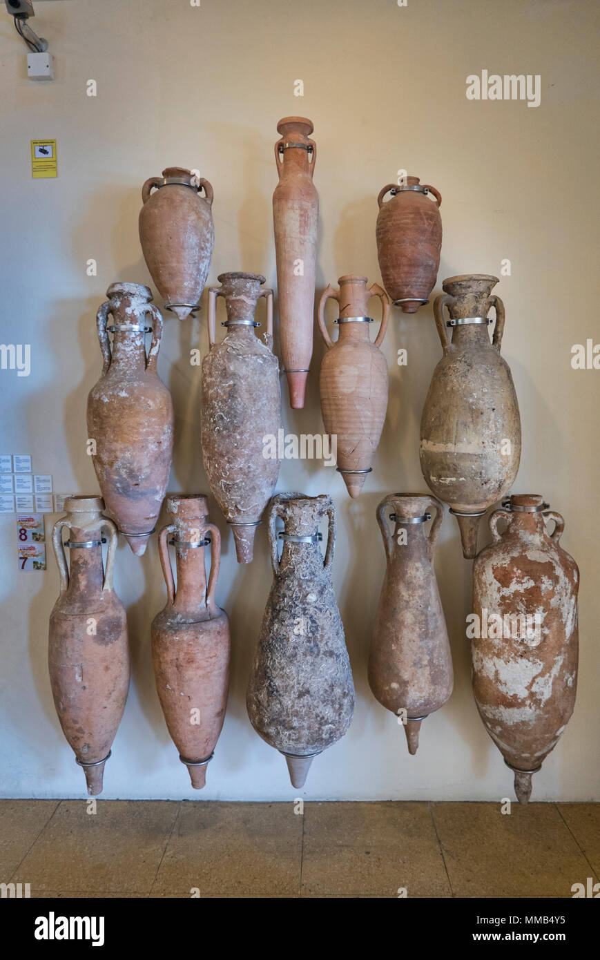 Amphoras in the National archaeological museum of Tarragona, Spain ...