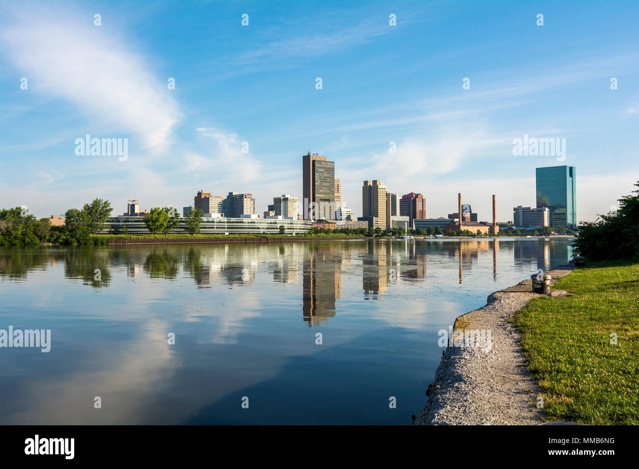 A panoramic view of downtown Toledo Ohio's skyline from across the ...