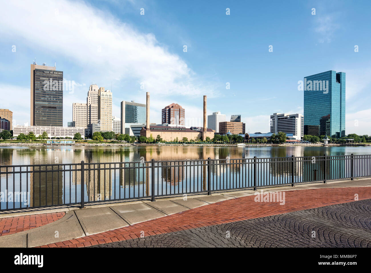 A panoramic view of downtown Toledo Ohio's skyline from across the ...