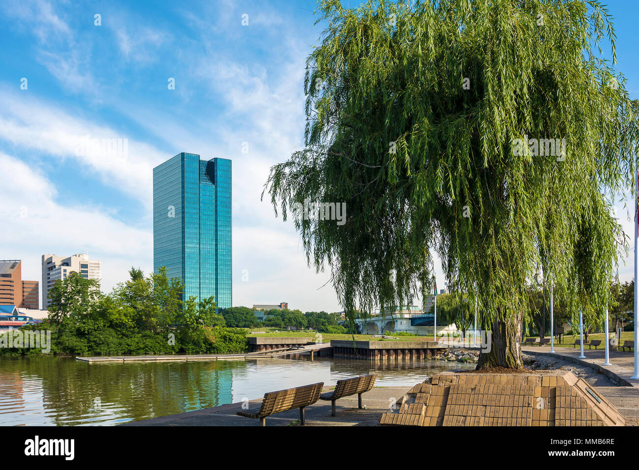 A panoramic view of downtown Toledo Ohio's skyline from across the ...