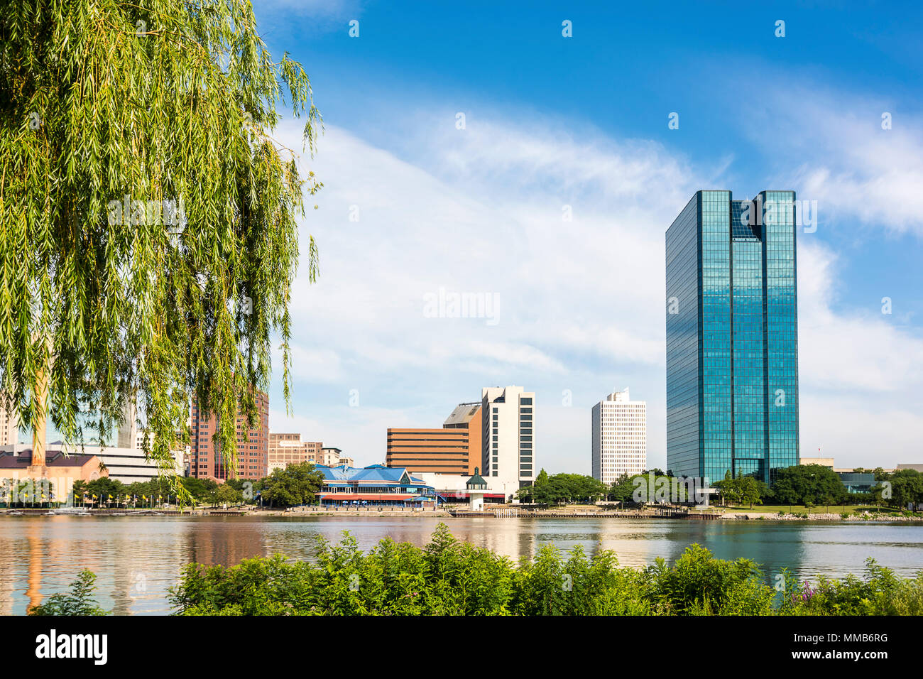 A panoramic view of downtown Toledo Ohio's skyline from across the ...