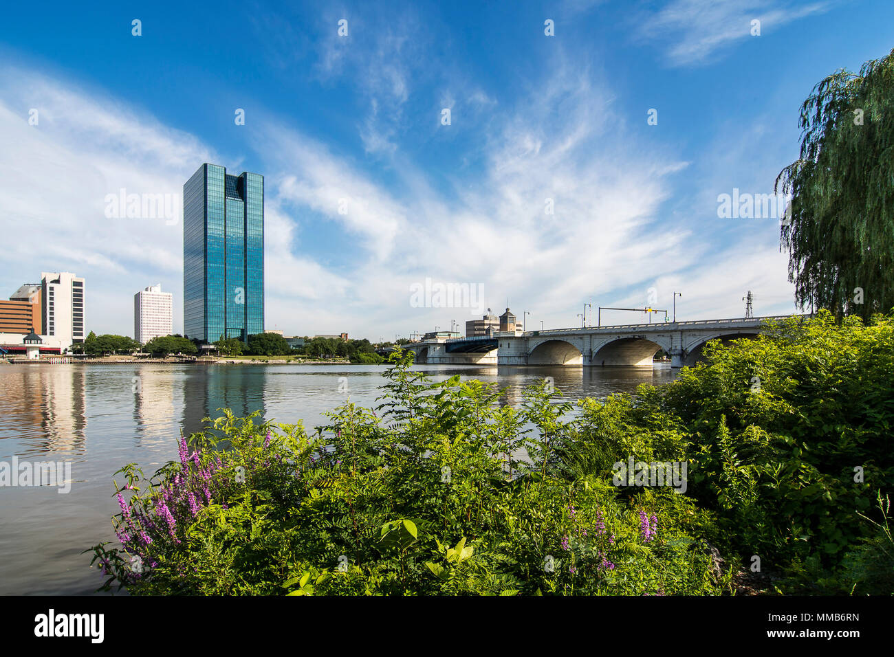 A panoramic view of downtown Toledo Ohio's skyline from across the ...