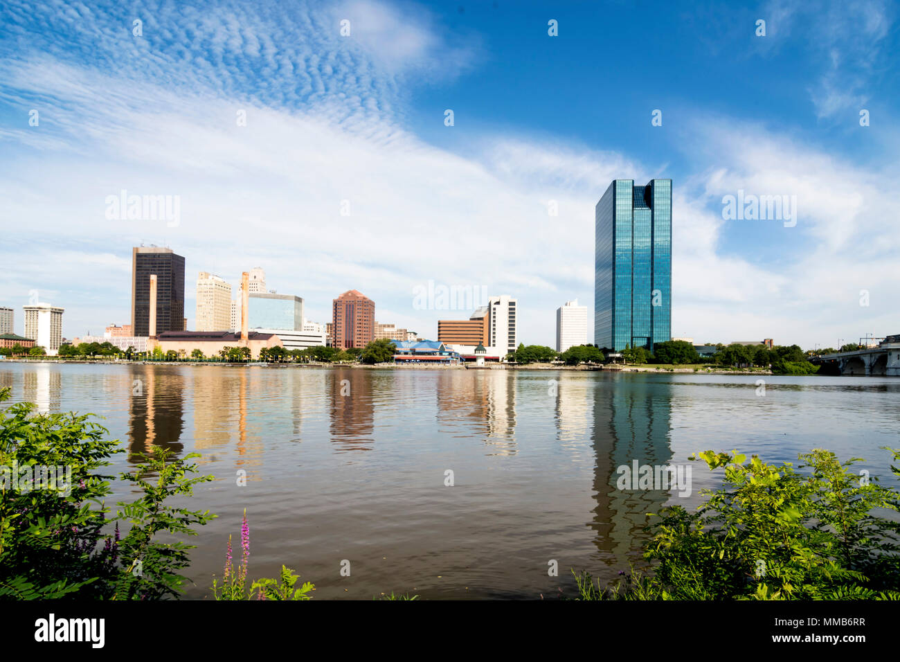 A panoramic view of downtown Toledo Ohio's skyline from across the ...