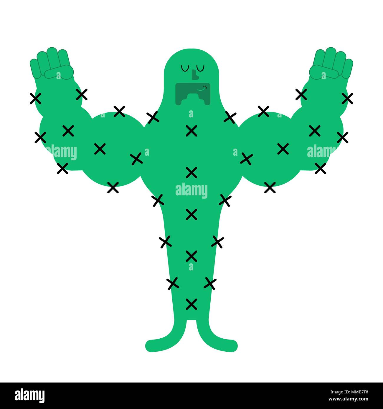 Strong cactus. Powerful plant is desert. Vector illustration Stock ...