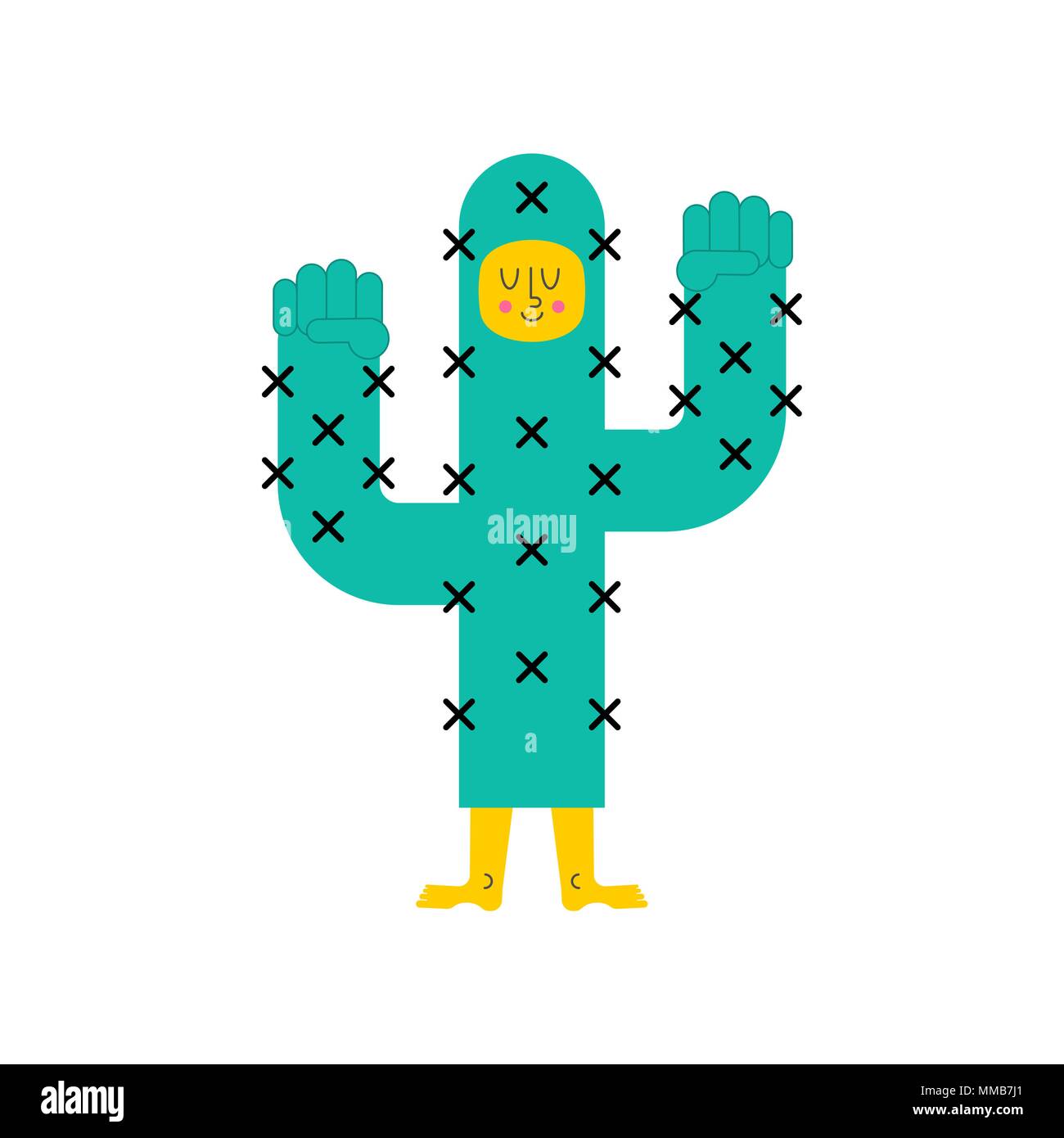 Strong cactus. Powerful plant is desert. Vector illustration Stock ...