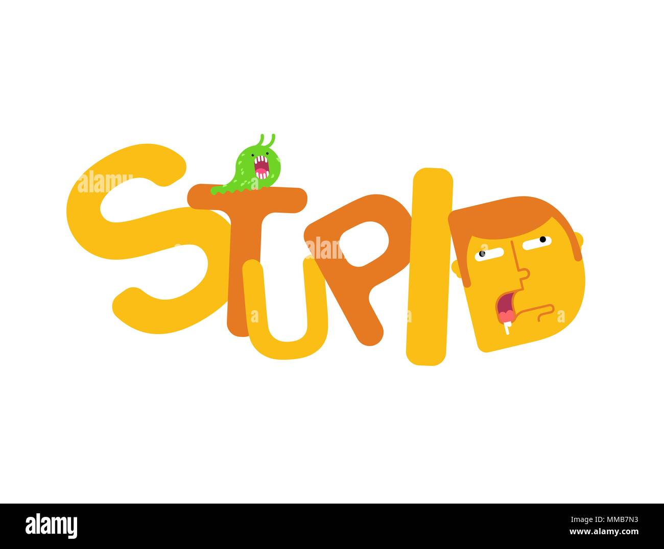 Stupid sign Lettering. Silly head typography. Symbol sheepish guy ...