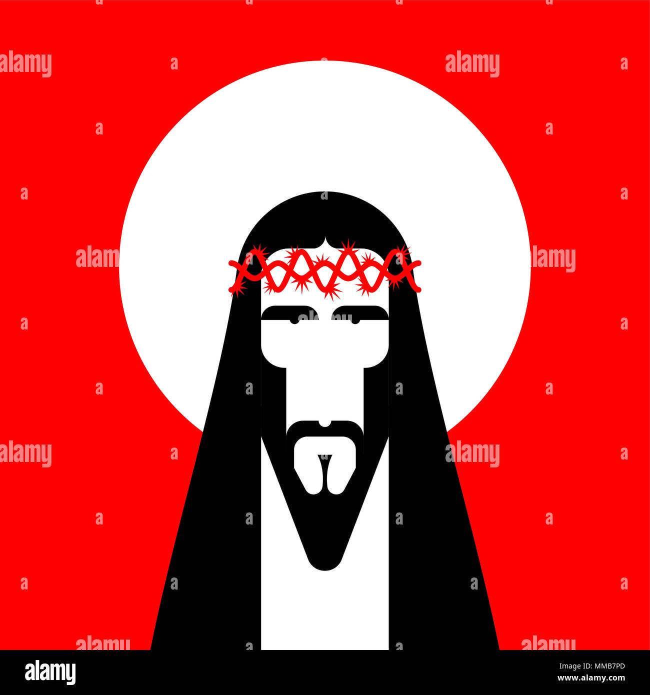 Jesus Christ Face. Gods Son. Biblical religious vector illustration ...