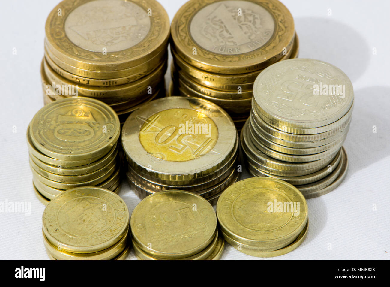 turkish coins arranged in rows by their value Stock Photo - Alamy