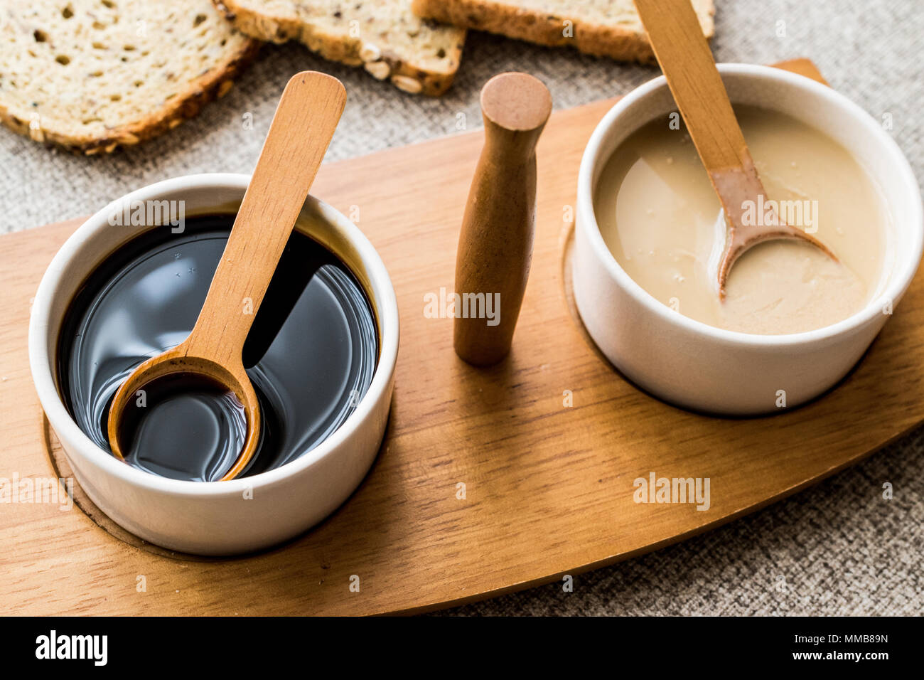 Turkish Tahin Pekmez / Tahini and Molasses. Breakfast concept Stock ...