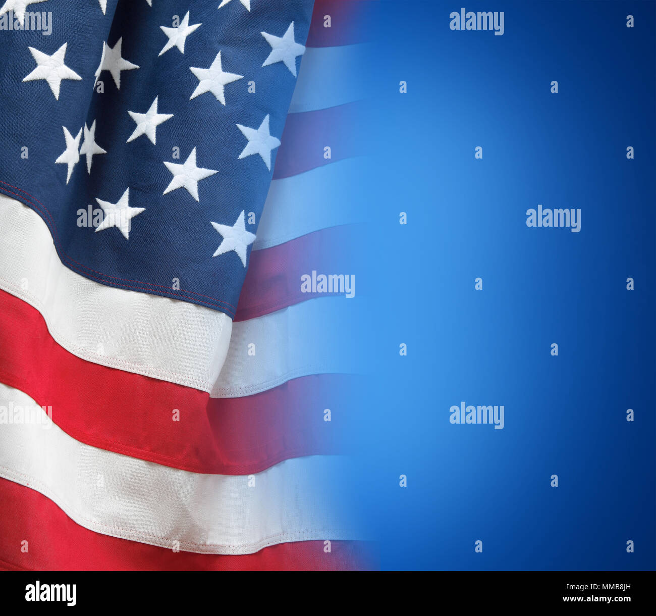 American flag on blue background Stock Photo - Alamy