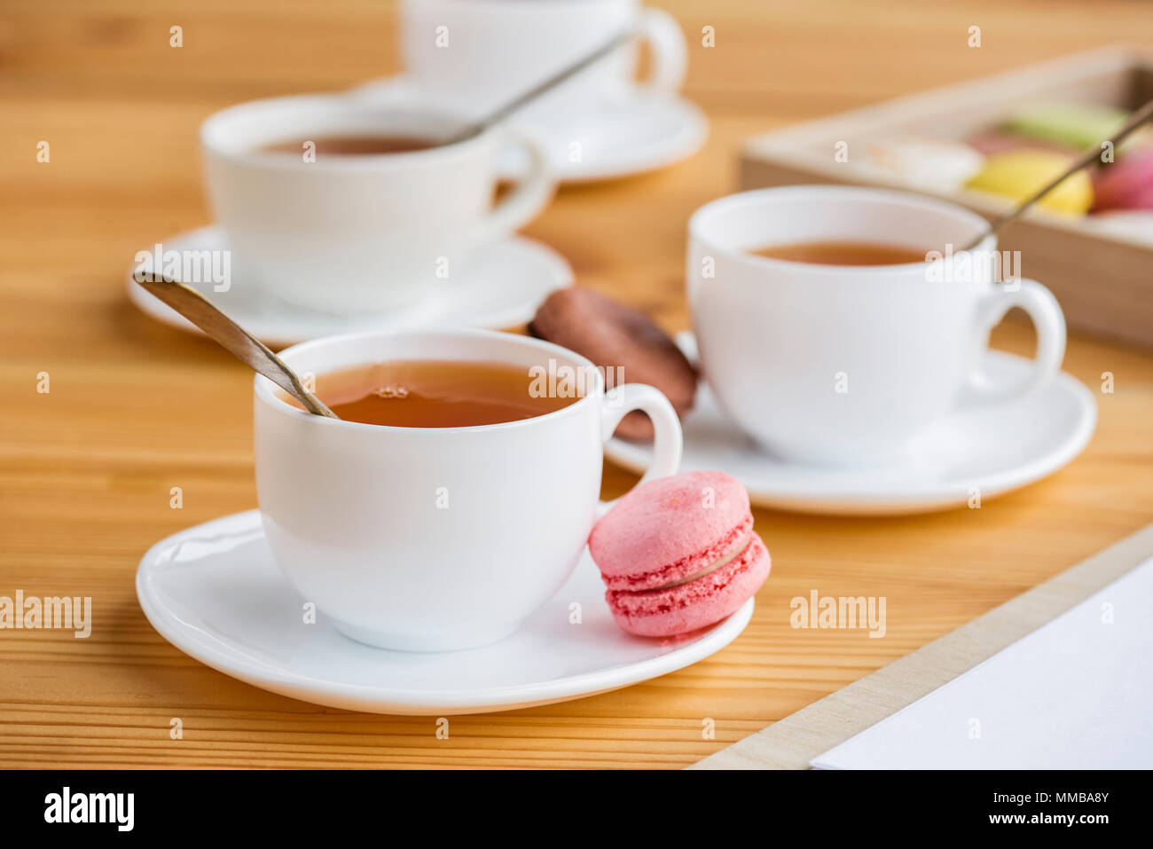tea set and macarons Stock Photo - Alamy
