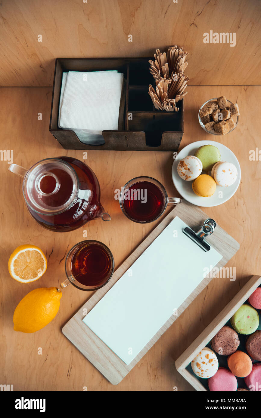 tea set and macarons Stock Photo - Alamy