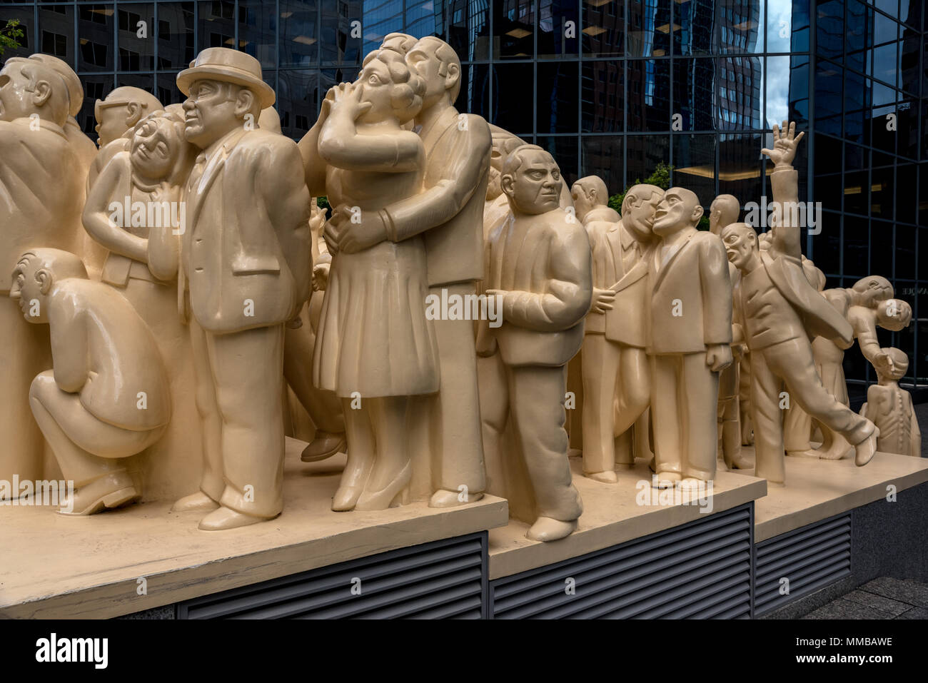 The Illuminated Crowd Statue in Montreal, Canada Stock Photo - Alamy