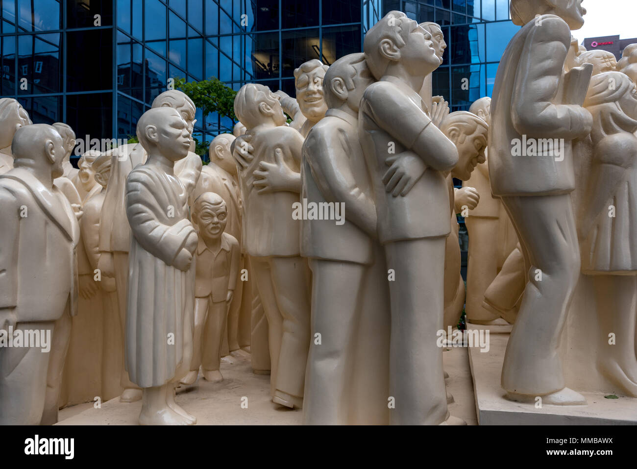 The Illuminated Crowd Statue in Montreal, Canada Stock Photo - Alamy