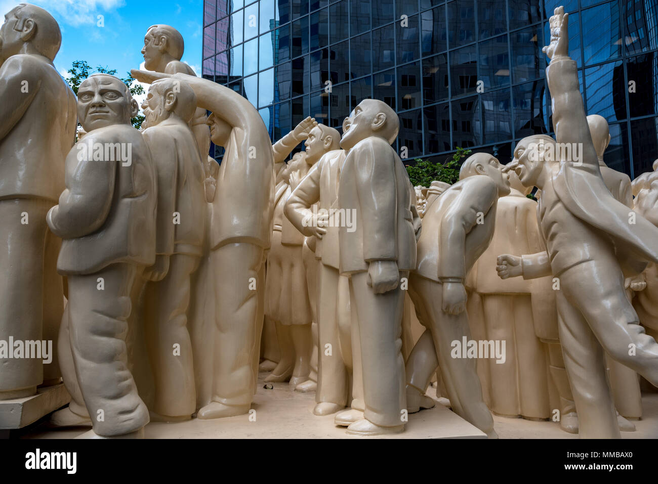 The Illuminated Crowd Statue in Montreal, Canada Stock Photo - Alamy