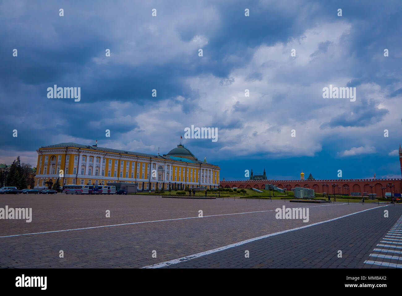 MOSCOW, RUSSIA- APRIL, 24, 2018: Outdoor view of the building of ...