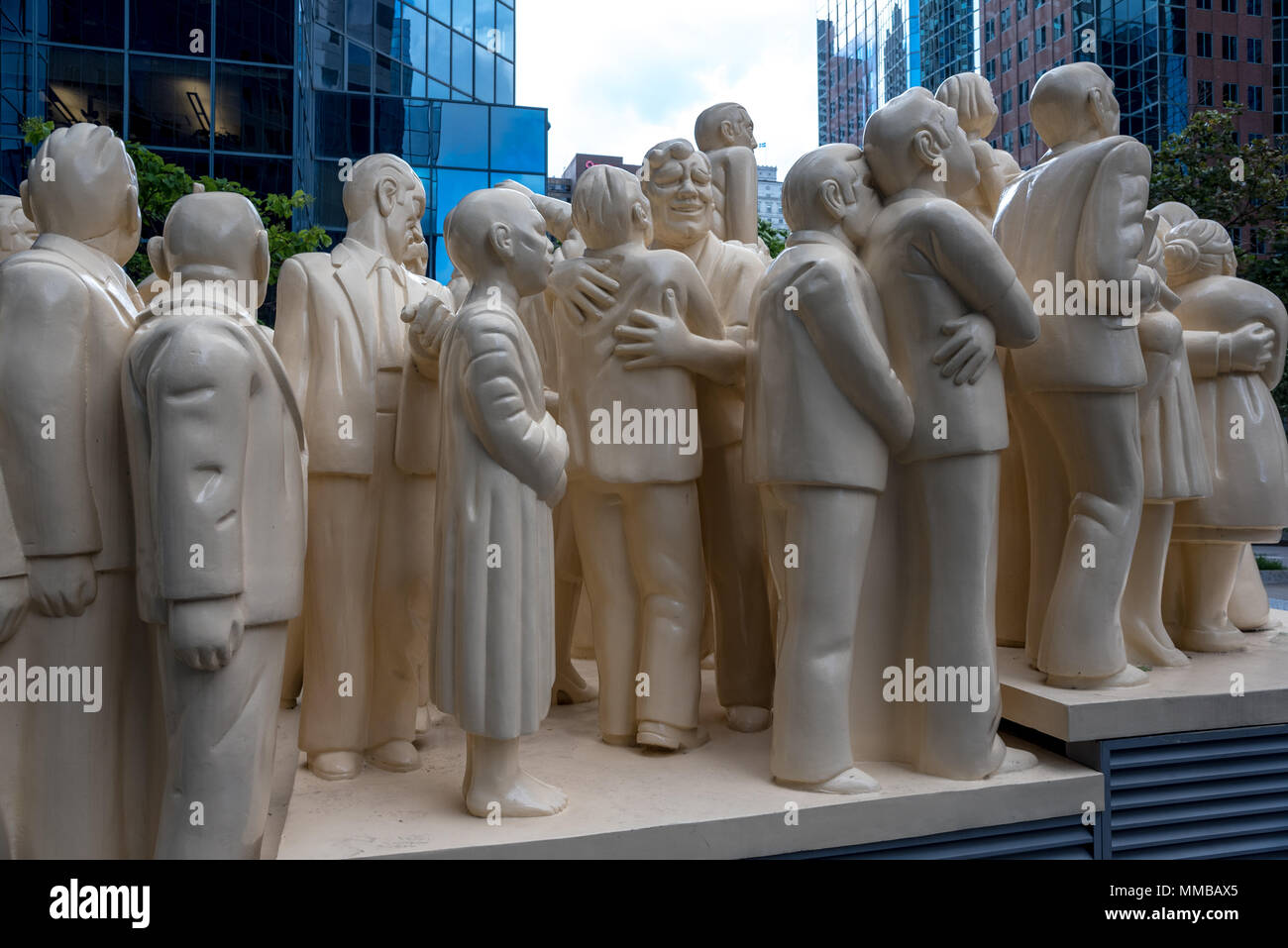 The Illuminated Crowd Statue in Montreal, Canada Stock Photo - Alamy