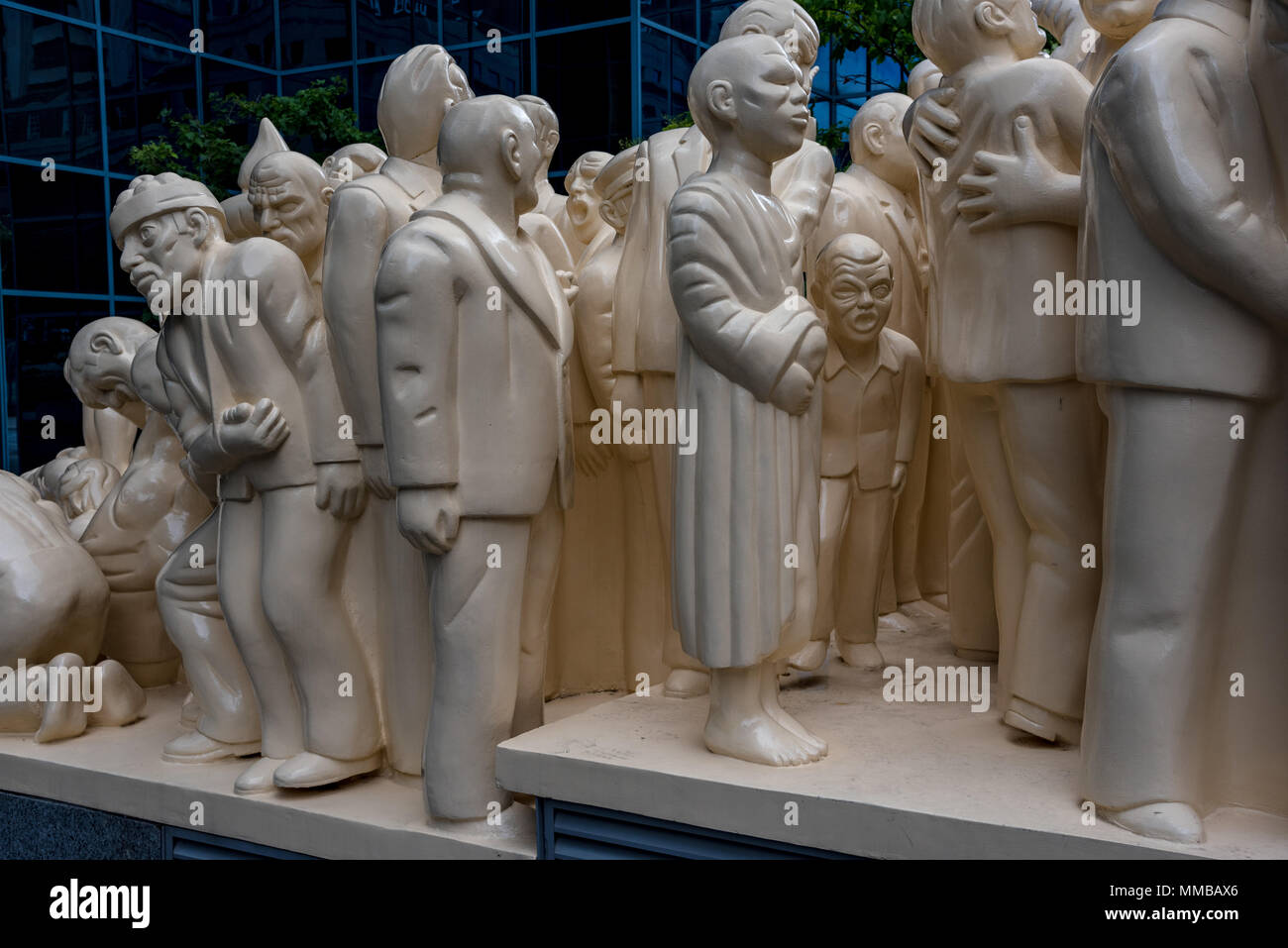 The Illuminated Crowd Statue in Montreal, Canada Stock Photo - Alamy