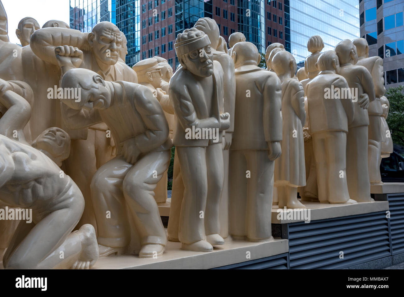 The Illuminated Crowd Statue in Montreal, Canada Stock Photo - Alamy