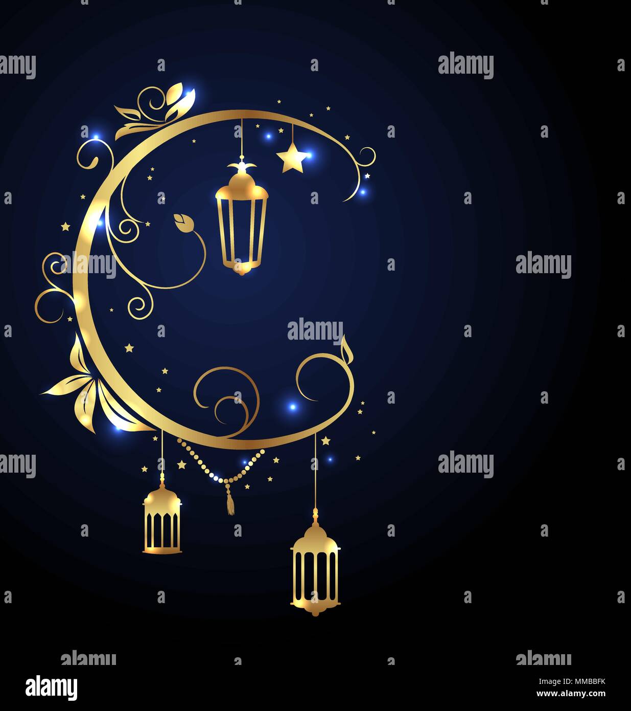 Ornamental Islamic Design for Ramadan Kareem, Moon, Stars, Traditional ...