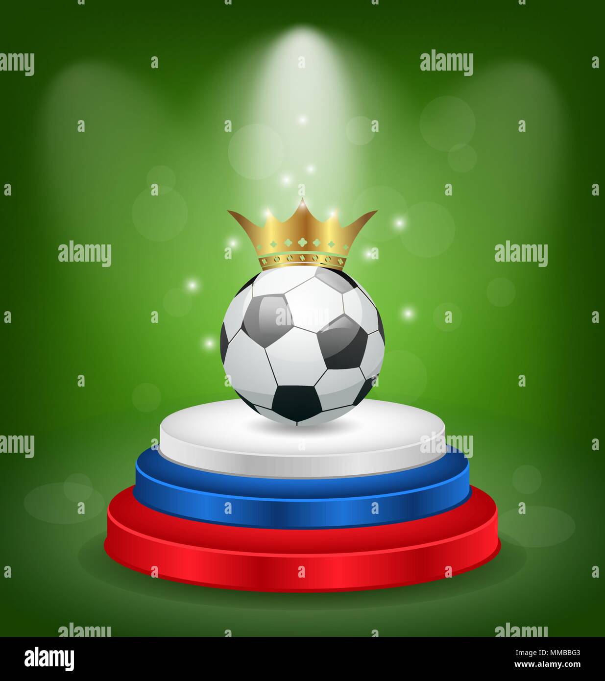 Football Ball with Golden Crown on Podium in National Colors of Flag ...