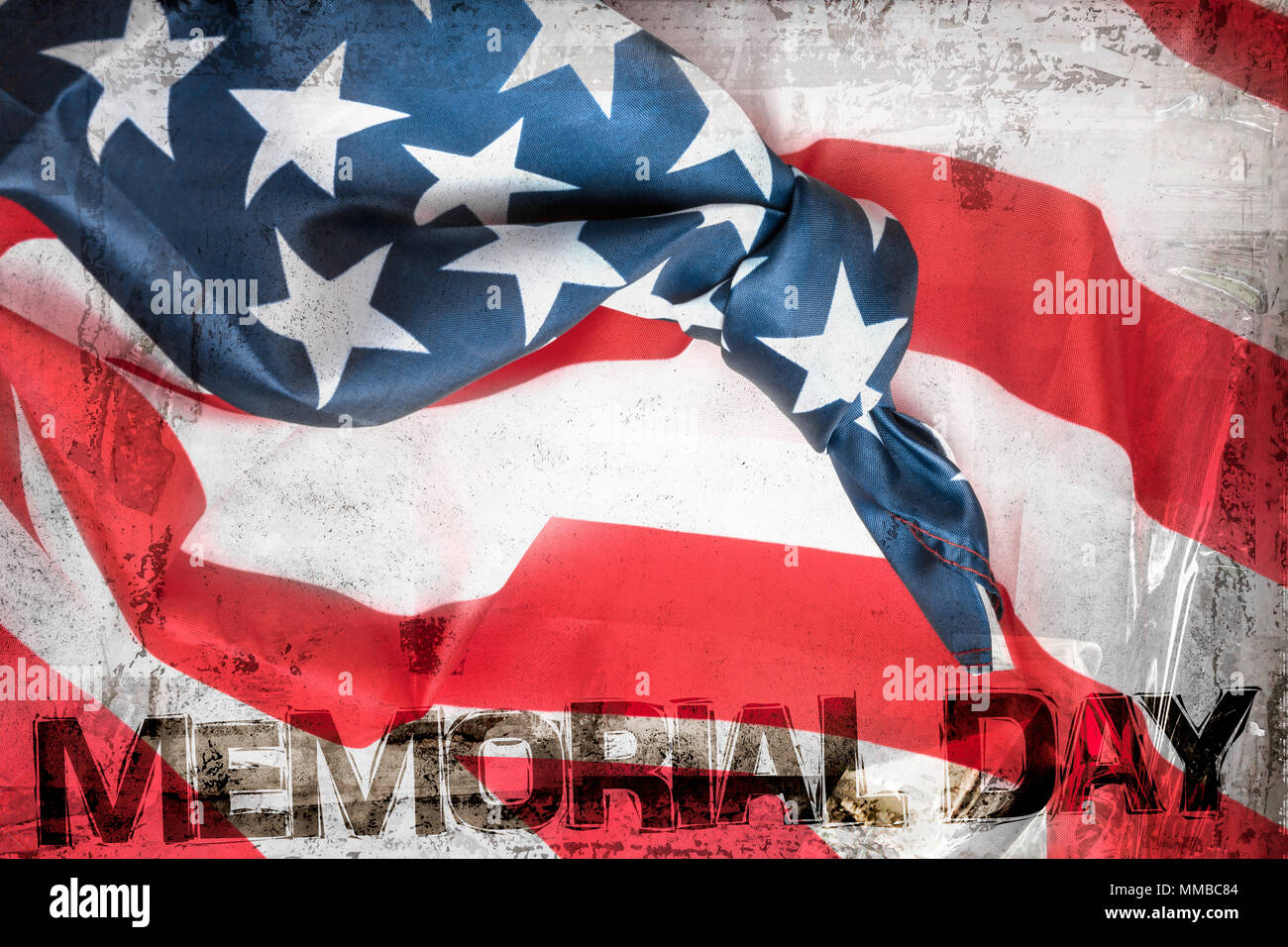 American flag with knot. Conceptual representation of an important ...