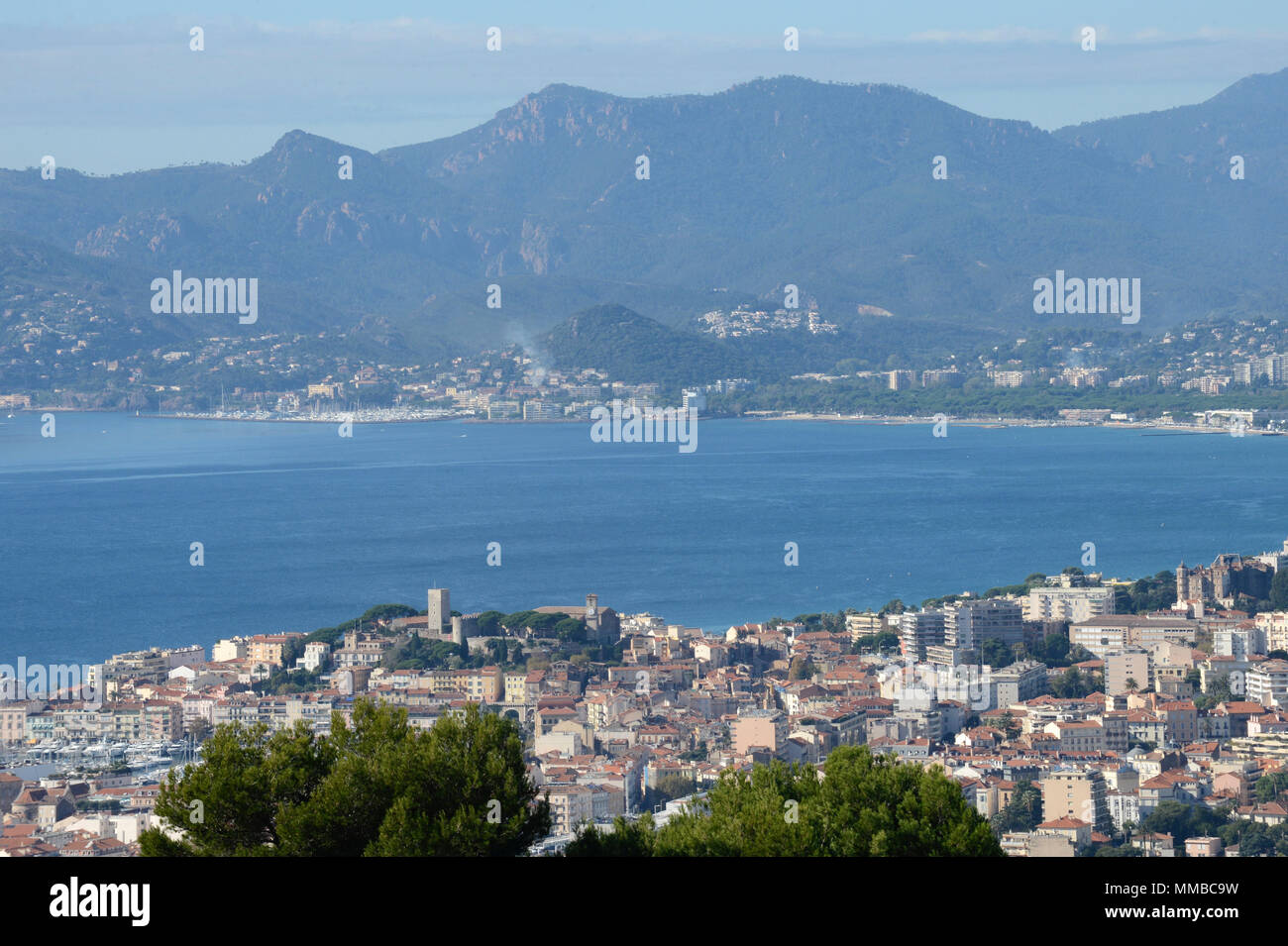 Panoramic views of Cannes taken from Super Cannes on the south coast of ...