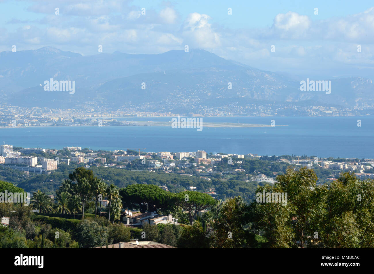 Panoramic views of Cannes taken from Super Cannes on the south coast of ...