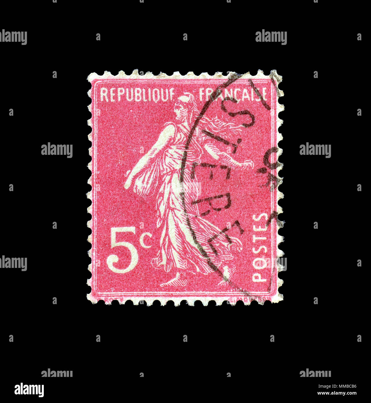 Cancelled postage stamp printed by France, that shows Sower Stock Photo ...