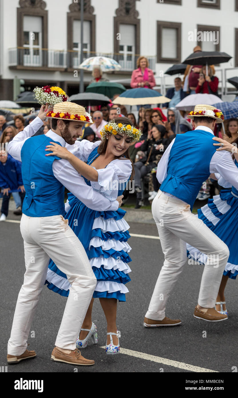 Funchal; Madeira; Portugal - April 22; 2018: A group of people in ...