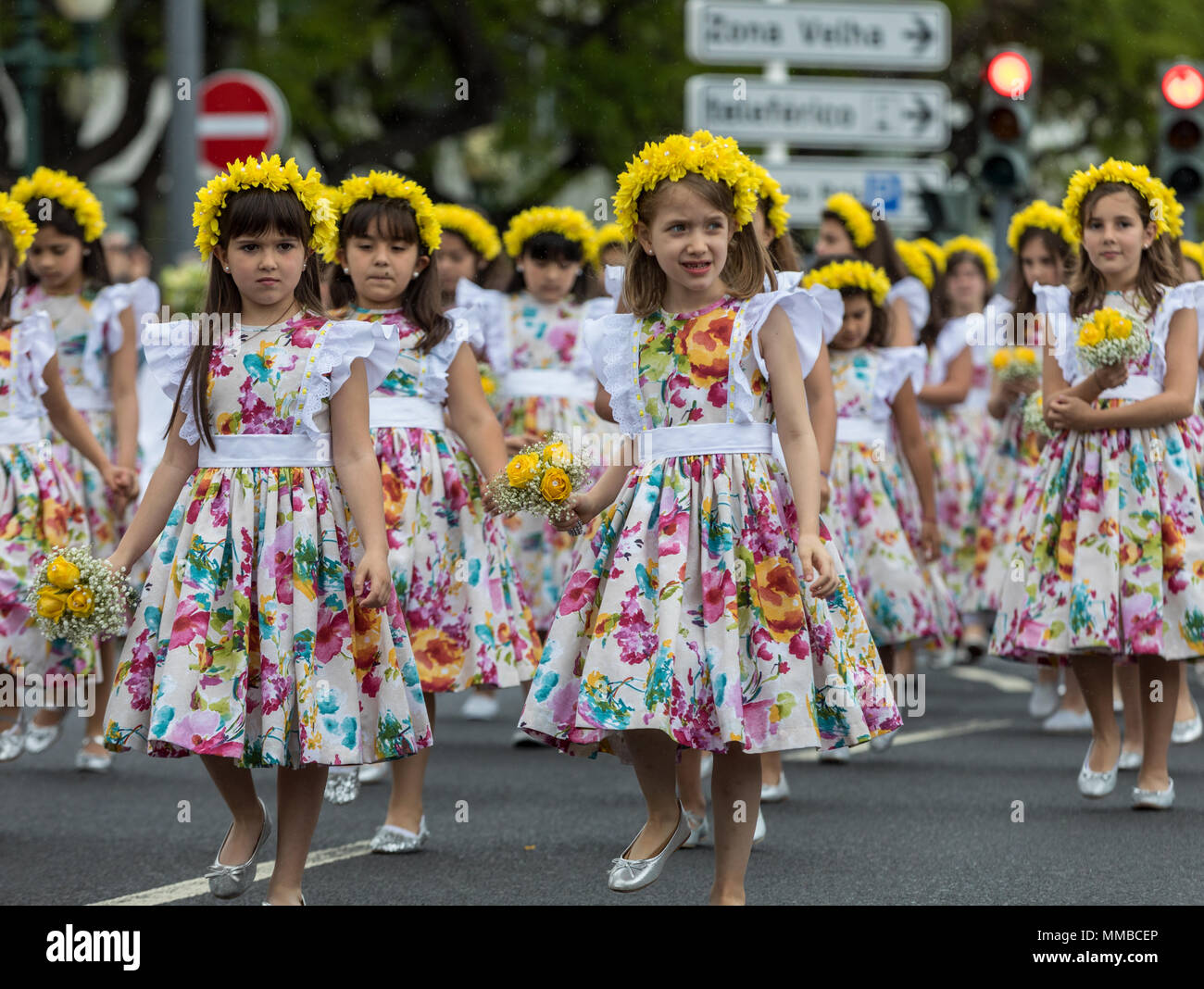 Funchal; Madeira; Portugal - April 22; 2018: A group of girls in ...
