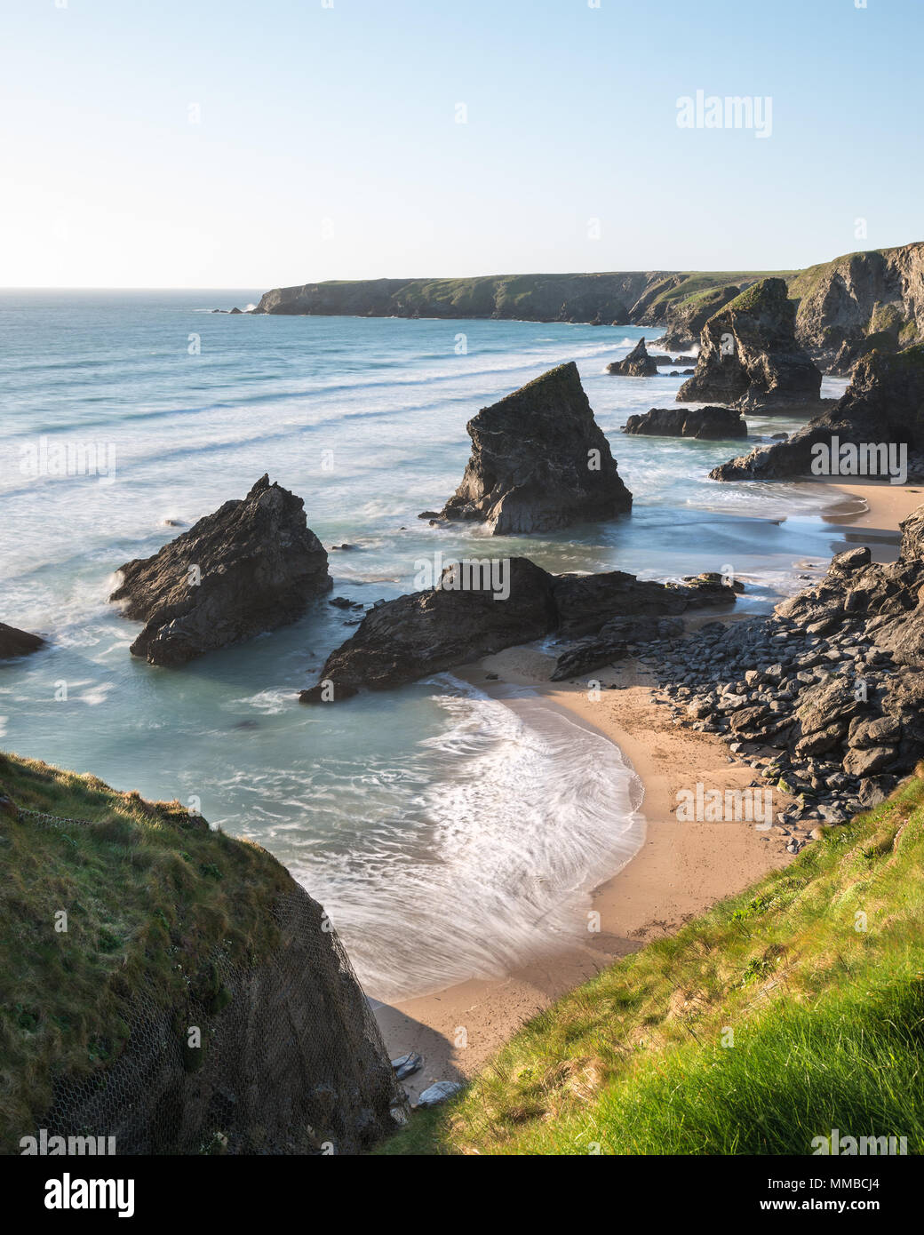 Beautiful dusk sunset landscape image of Bedruthan Steps rock stacks on ...