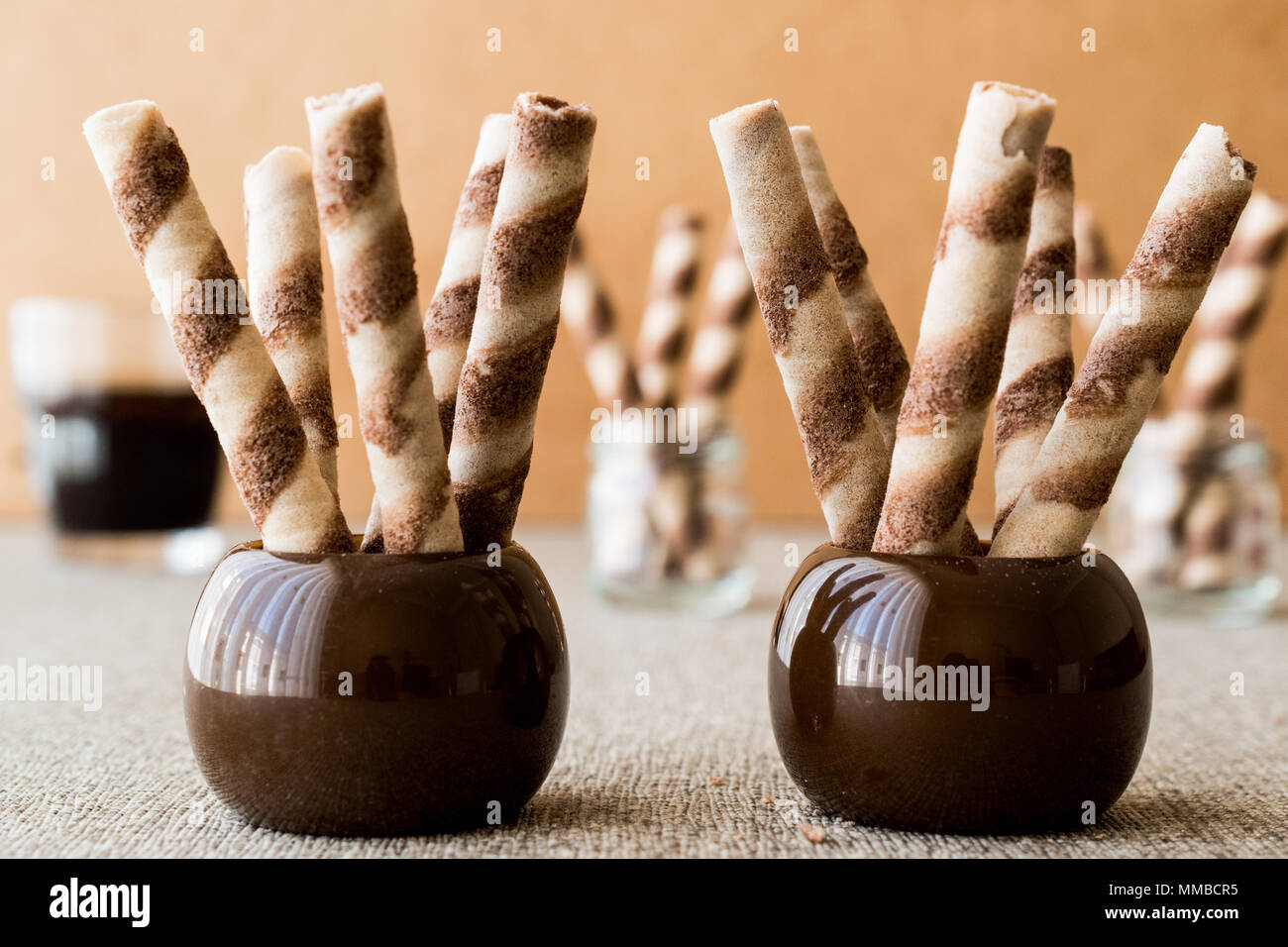 Coffee with wafer rolls hi-res stock photography and images - Alamy